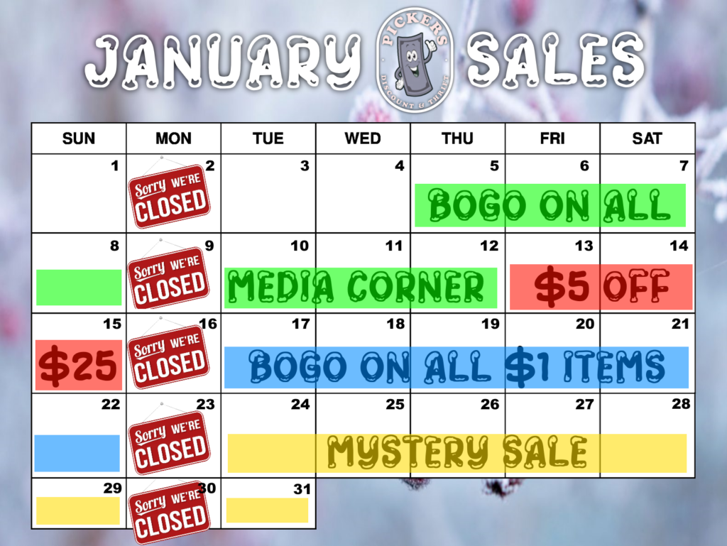 Discount & Sale Calendar - Pickers Discount & Thrift Store